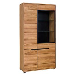 Pharao24.de Esszimmervitrinenschrank in Eichefarben & Schwarz Glastür