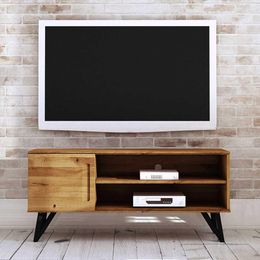 Pharao24.de TV Schrank aus Wildeiche Massivholz und Stahl 45 cm tief