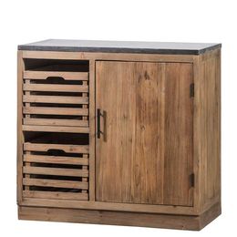 Pharao24.de Massiver Küchenschrank mit zwei Holzkörben Vintage Look