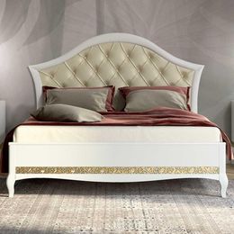 Pharao24.de Designerbett in Weiß Blattgold verziert