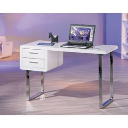 Pharao24.de PC-Tisch in Weiß Hochglanz modern