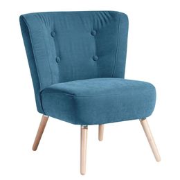 Pharao24.de Retro Lounge Sessel in Petrol und Buche Made in Germany
