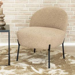 Pharao24.de Loft Sessel in Beige und Schwarz Webplüsch und Metall