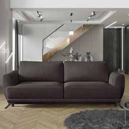 Pharao24.de Sofa Dreisitzer Sofa in Dunkelbraun aus Samt