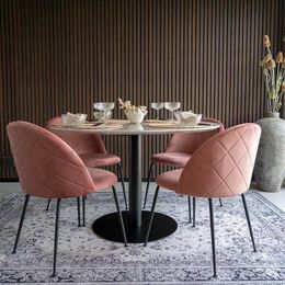Pharao24.de Retro Style Essgruppe in Rosa Schwarz und Weiß (fünfteilig)