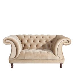 Pharao24.de XL Sessel Cremefarben mit Samtvelours Bezug Barockstil