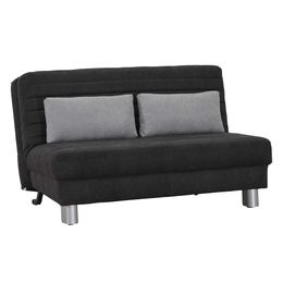 Pharao24.de Schlafcouch in Schwarz Grau Stoff Metall