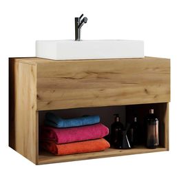 Pharao24.de Waschtischschrank Holzoptik mit einer Schublade Push to open Funktion