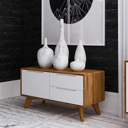 Pharao24.de Design Kommode in Weiß und Wildeiche 90 cm breit