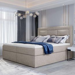 Pharao24.de Doppelbett Stauraumbett in Beige mit Bettkasten
