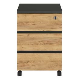 Pharao24.de Schreibtisch Container mit drei Schubladen Wildeichefarben