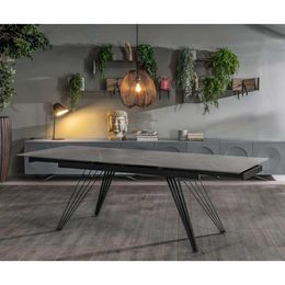 Pharao24.de Keramik Tisch mit Platte in grauer Marmoroptik bis 240 cm ausziehbar