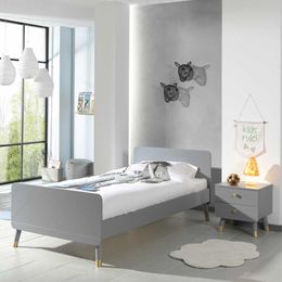 Pharao24.de Jugendzimmer Bett in Grau und Goldfarben modern (zweiteilig)