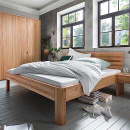 Pharao24.de Komfortbett aus Kernbuche Massivholz Mittelsteg