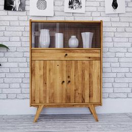 Pharao24.de Vitrine aus Wildeiche Massivholz Retro Design