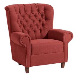 Pharao24.de Polstersessel Chesterfield Velour in Terracotta Nussbaumfarben