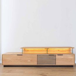 Pharao24.de TV Lowboard Fernsehboard mit LED Beleuchtung und Türen