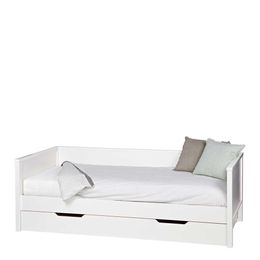 Pharao24.de Weißes Kastenbett im Skandi Design Kiefer Massivholz
