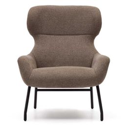 Pharao24.de Sessel hellbraun Chenille im Skandi Design 97 cm hoch - 78 cm breit