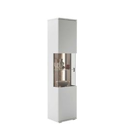 Pharao24.de Schrank Vitrine modern 199 cm hoch lichtgrau melaminbeschichtet