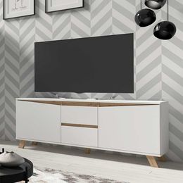 Pharao24.de Fernsehlowboard weiss im Skandi Design 160 cm breit - 55 cm hoch