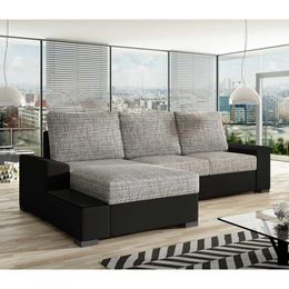 Pharao24.de Ecksofa Sofa aus Strukturstoff und Kunstleder