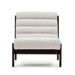 Pharao24.de Retro Style Polstersessel in Weiß und Dunkelbraun 75 cm breit
