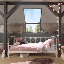 Pharao24.de Vintage Metallbett in Weiß 90 cm Kopfteil