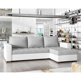 Pharao24.de Ecksofa Sofa mit Schlaffunktion aus Webstoff und Kunstleder