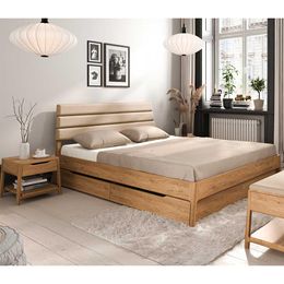 Pharao24.de Französisches Bett in Wildeichefarben und Beige 214 cm tief