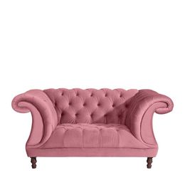 Pharao24.de Barocker XL Sessel rosa aus Samtvelours Vierfußgestell aus Holz
