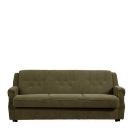 Pharao24.de Ausklappbares Sofa klassisch in Dunkelgrün Flockstoff