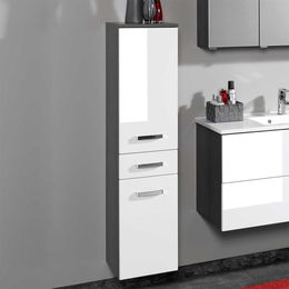 Pharao24.de Badschrank in Weiß Hochglanz Graphit Grau
