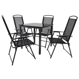 Pharao24.de Gartenmöbel Set Gartentischgruppe in Schwarz in modernem Design (fünfteilig)