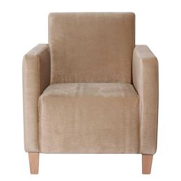 Pharao24.de Sessel Sandfarben Samt in modernem Design 42 cm Sitzhöhe