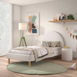 Pharao24.de Weißes Polsterbett im Skandi Design Boucle Stoff