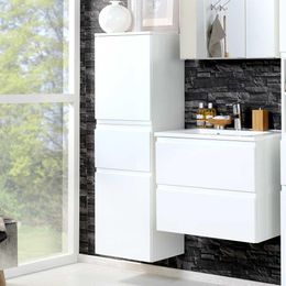 Pharao24.de Hängender Hochschrank in Weiß Hochglanz Badezimmer