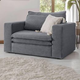 Pharao24.de Anthrazit Cord XL Sessel in modernem Design 125 cm breit