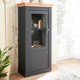 Pharao24.de Graue Esszimmer Vitrine im Landhausstil Glastüren