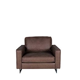 Pharao24.de Wohnzimmer Sessel in Braun Microfaser Armlehnen und Metall Bügelgestell
