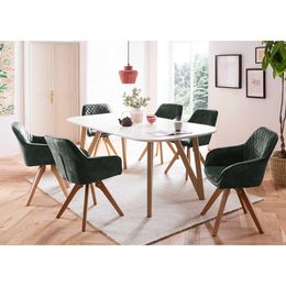 Pharao24.de Esszimmerkombination im Skandi Design sechs Stühle (siebenteilig)