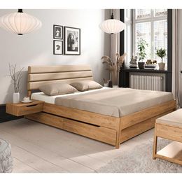 Pharao24.de Breites Bett mit Konsolen - 214 cm tief 152 cm breit (dreiteilig)