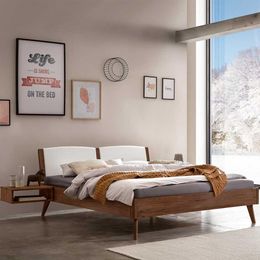 Pharao24.de Nussbaum massiv Bett mit Polster 180x200 160x200 cm