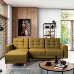 Pharao24.de Ecksofa Sofaecke in Senfgelb aus Samt