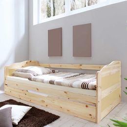 Pharao24.de Bett mit Bettauszug Kiefer Massivholz