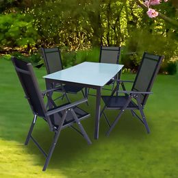 Pharao24.de Gartenmöbelset Gartentischgruppe klappbar aus Metall (fünfteilig)