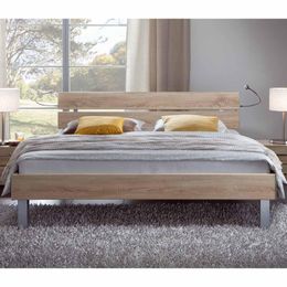 Pharao24.de Bett mit geteiltem Kopfteil Sonoma Eiche