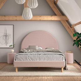 Pharao24.de Bett 140x200 cm in Rosa Boucle Skandi Design