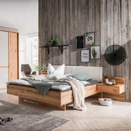 Pharao24.de Doppelbett aus Kernbuche teilmassiv und Kunstleder Made in Germany (dreiteilig)