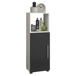 Pharao24.de Schmaler Badschrank in Schwarz und Weiss melaminbeschichtet